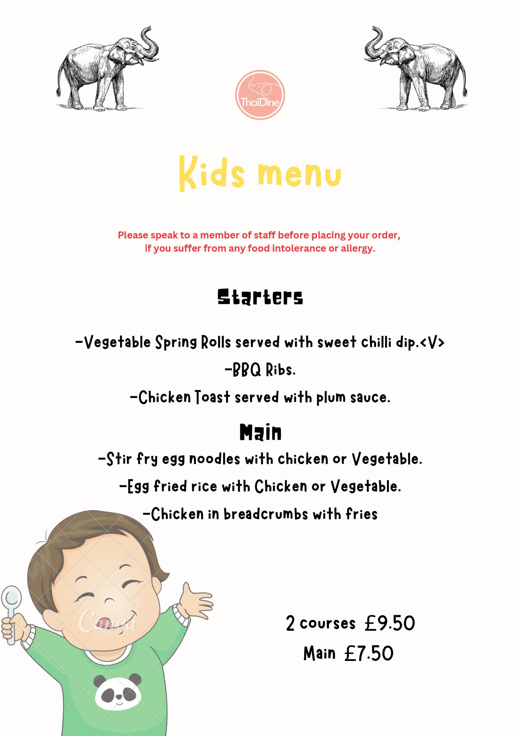 Kids Menu | ThaiDine Wrexham